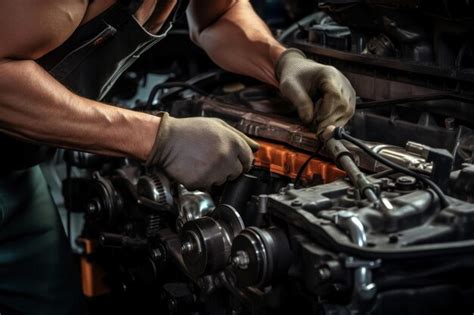 Mechanic is using a ratchet wrench vehicle engine man | Premium AI-generated image
