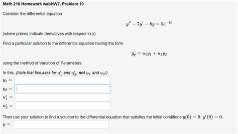 Solved Math 216 Homework WebHW7 Problem 10 Consider The Chegg