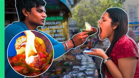 Exotic Indian Street Food Tour In Delhi India Crazy Flaming Fire Paan