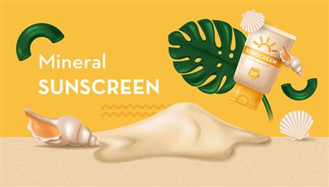 여름 화장품 모래 몬스터 잎 쉘 배너 벡터 격리 된 3d 사실적 그림 입체 이미지에 대한 스톡 벡터 아트 및 기타 이미지