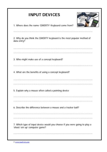 Worksheet Revision On Output Devices And Their Uses Teaching Resources