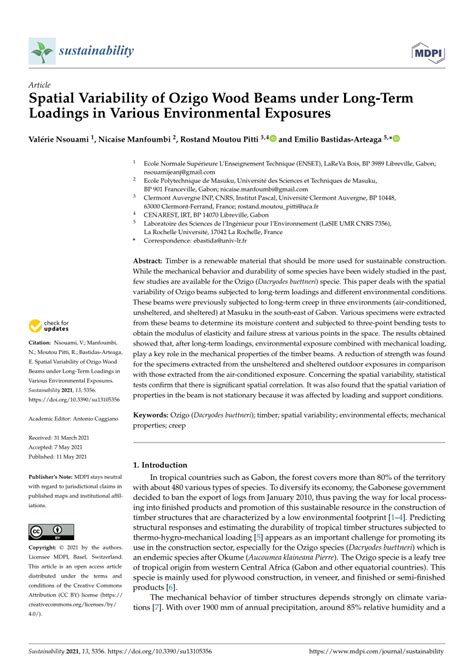 Pdf Spatial Variability Of Ozigo Wood Beams Under Long Term Loadings In Various Environmental