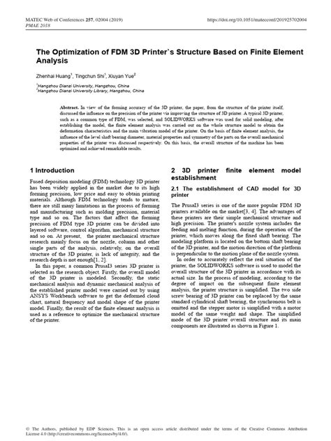 The Optimization Of Fdm 3d Printers Structure Bas Pdf