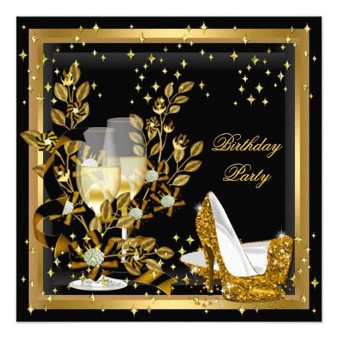 Gold Champagne Glitter High Heels Birthday Party 3 Champagne Birthday