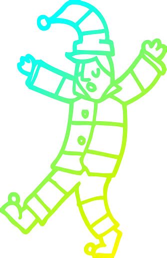 Dessin Au Trait Dégradé Froid Dun Homme De Dessin Animé Somnambule