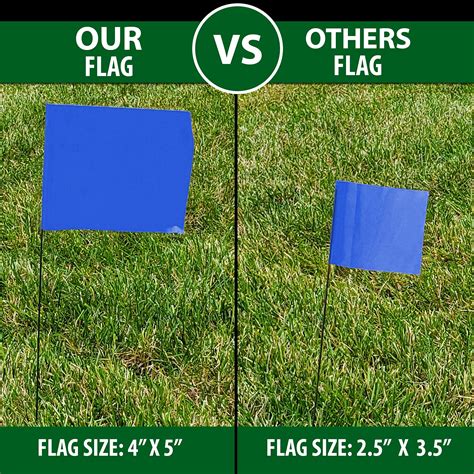 Blue Marking Flags 100 Pack 4x5 Inch Marker Flags 15 Inch Wire