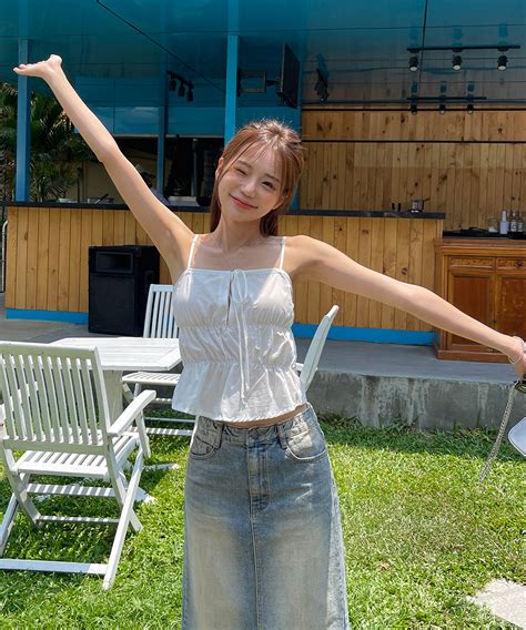 밍피스 레인 리본 셔링 프릴 스트랩 밴딩 끈 나시