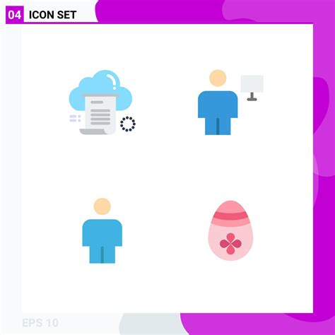 Mobile Interface Flat Icon Set Of 4 Pictograms Of File Screen Cloud