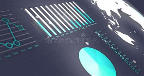 image of interface with statistical data processing and spinning globe
