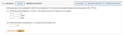 Solved 9 16 Points DETAILS SERPSE10 16 3 OP 017 MY Chegg