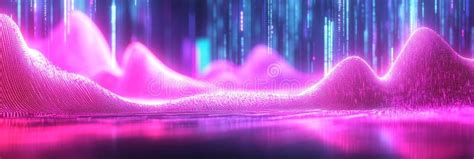 Abstract Digital Data Waveform Technology Background With Flowing Glowing Neon Lines And