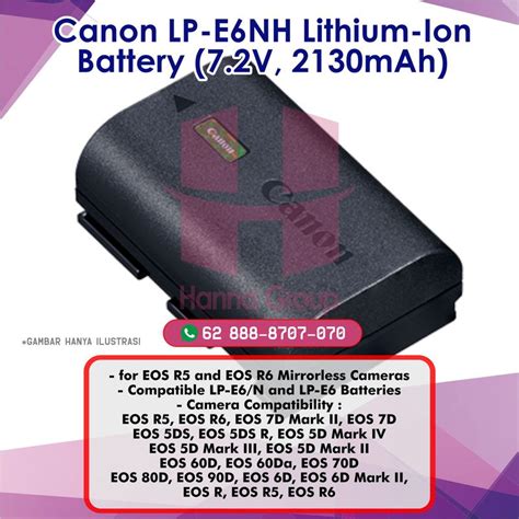 Canon Lp E6nh Lithium Ion Battery 72v 2130mah