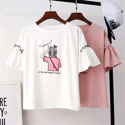 เสื้อยืดผู้หญิงแฟชั่น เวอร์ชั่นเกาหลีเสื้อยืดเสื้อคู่รัก ใส่สบาย ผ้าคอต