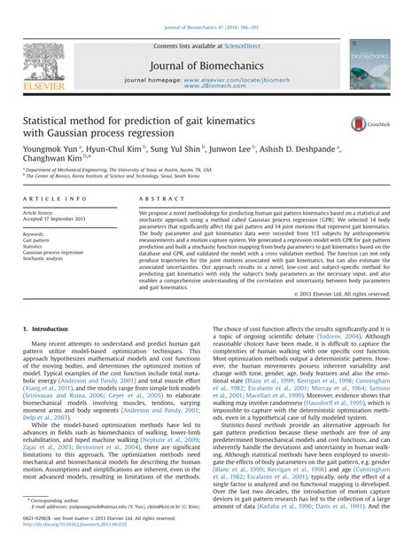 pdf statistical method for prediction of gait kinematics with