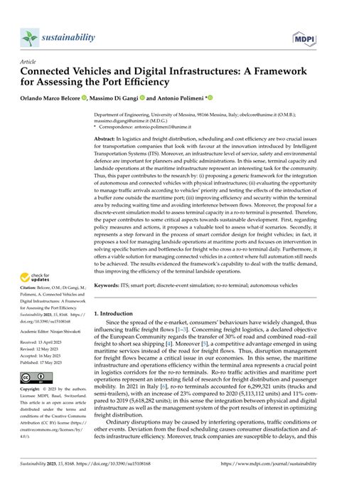 Pdf Connected Vehicles And Digital Infrastructures A Framework For Assessing The Port Efficiency
