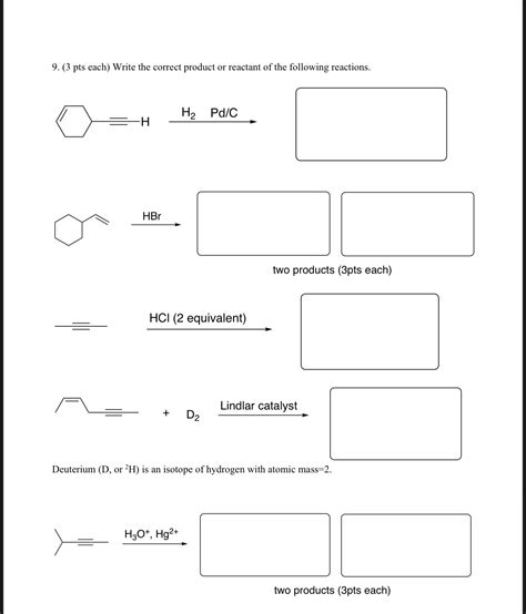 Solved 3 ﻿pts Each ﻿write The Correct Product Or Reactant