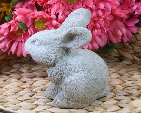 Concrete Bunny Garden Statue Cement Rabbit Figurine Garden Patio