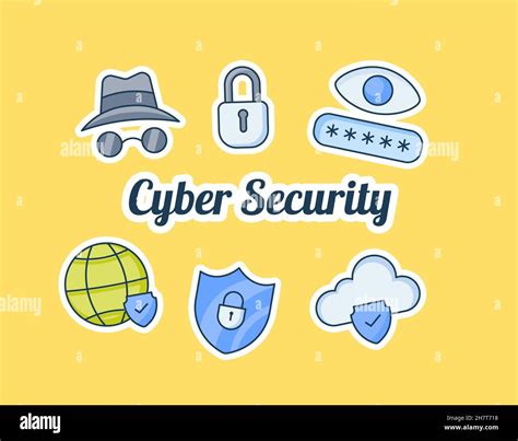 Cyber Security Concept With Some Icon Sticker Spreading With Modern