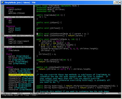 Vim Taglist Plugin Screenshots
