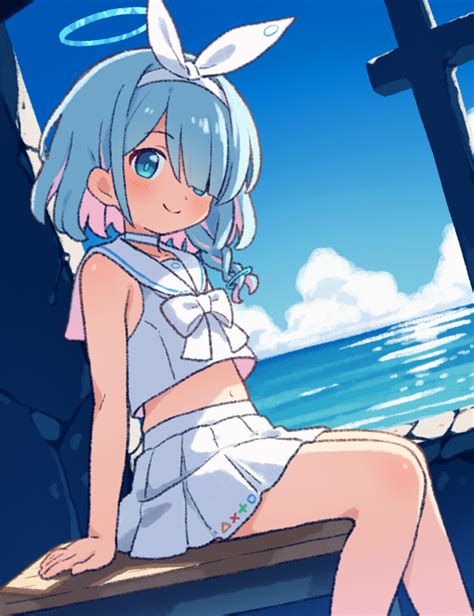 Safebooru 1girl Aqua Eyes Aqua Hair Arona Blue Archive Blue Archive
