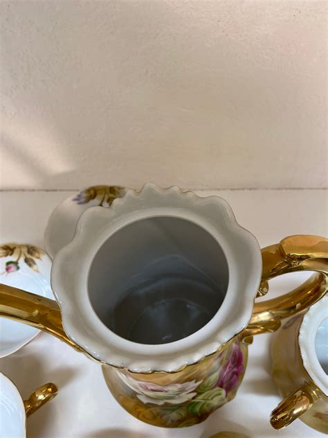 Lefton China Heritage Brown Floral Tea Set Etsy
