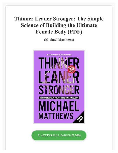 PDF Thinner Leaner Stronger: The Simple Science of Building the Ultimate Female Body by Michael ...