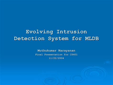 Ppt Evolving Intrusion Detection System For Mldb Powerpoint