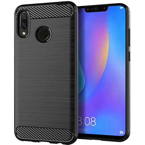 For Huawei Y Case Luxury Carbon Fiber Texture Brushed Soft Silicone Cover TPU Phone Case