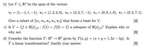 Solved B Let VR Be The Span Of The Vectors Chegg