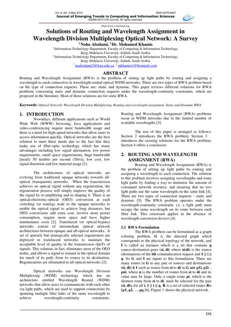 Pdf Solutions Of Routing And Wavelength Assignment In Wavelength