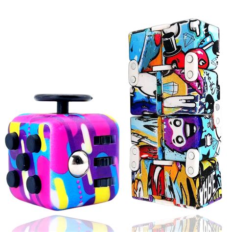 Yeefunjoy 2pcs Fidget Toy Set Fidget Toy Cube Toy Graffiti Desertcart