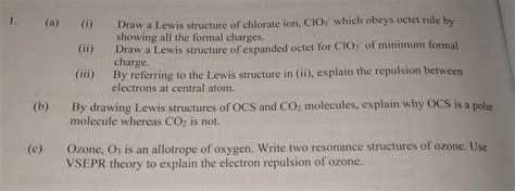 A I Draw A Lewis Structure Of Chlorate Ion Studyx