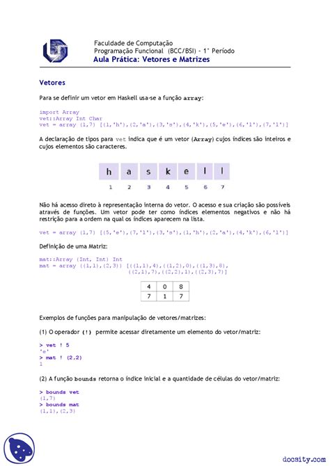 Vetores E Matrizes Apostilas Ciência Da Computação Docsity