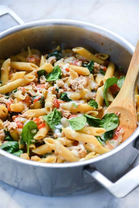 One Pot Ground Turkey Pasta 30 Minute Recipe Foodiecrush