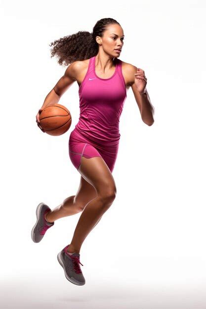 Premium Photo Young Female Basketball Player Dribbling Ball