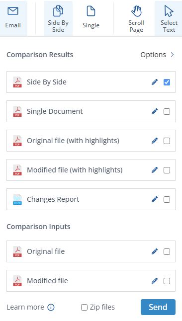 comparing excel files in draftable legal draftable