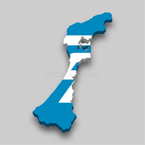 3d Isometric Map Of Ishikawa Is A Prefecture Of Japan Stock Vector
