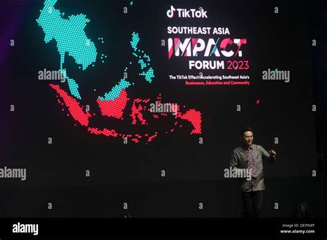Jakarta Indonesia 15th June 2023 Tiktok Chief Executive Officer Shou Zi Chew Speaks During