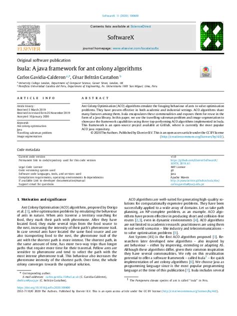 Pdf Isula A Java Framework For Ant Colony Algorithms