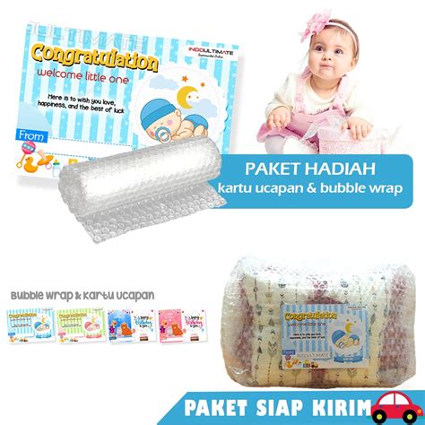 Pc Kartu Ucapan Lahiran Ulang Tahun Bayi Baru Lahir Kemas Kado Bubble Wrap Kartu Ucapan Card