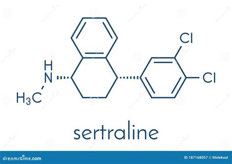 Sertraline Antidepressant Drug Molecule Skeletal Formula Stock Vector