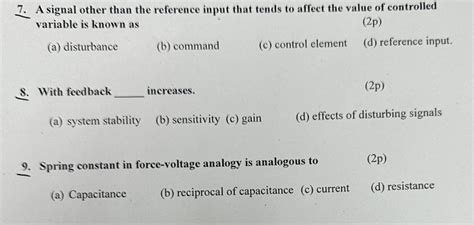 Solved A Signal Other Than The Reference Input That Tends To