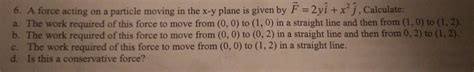 Solved A Force Acting On A Panicle Moving In The X Y Plane Chegg