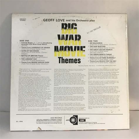 Big War Movie Themes Geoff Love And His Orchestra Vinyl Record
