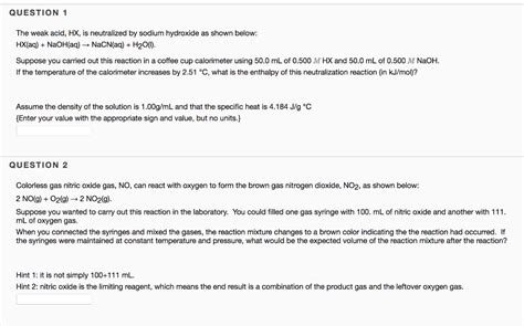 Solved 1 The Weak Acid HX Is Neutralized By Chegg