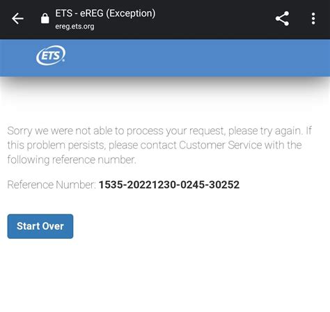 Got This Error Trying To Reschedule My Test And Unable To Any Thing I Can Do Please Rgre