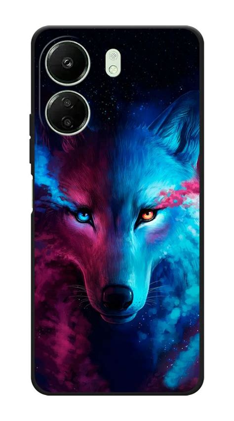 Матовый силиконовый чехол на Xiaomi Redmi 13c Poco C65 Сяоми Редми 13c Поко С65 Волшебный волк