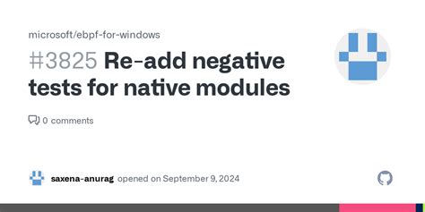 Re Add Negative Tests For Native Modules · Issue 3825 · Microsoftebpf