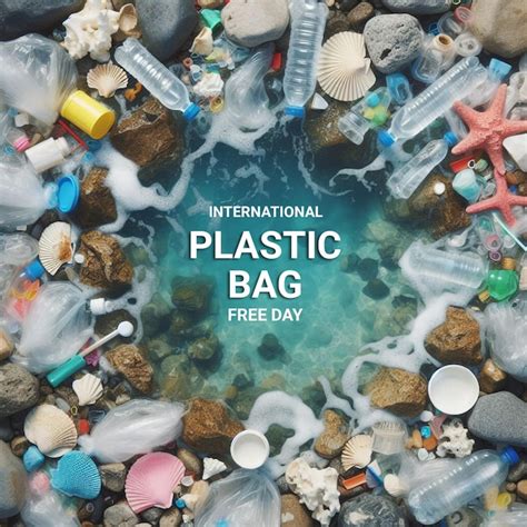 Protecting Our Oceans International Plastic Bag Free Day Social Media Banner Premium Ai