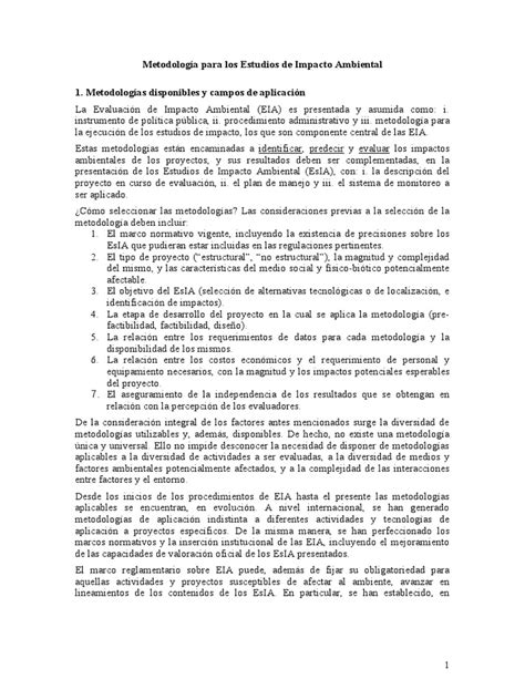 Metodologia Para Los Estudios De Impacto Ambiental Sin Canter Pdf